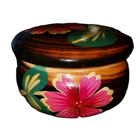 Unknown | Storage & Organization | Wood Trinket Ring Box Floral Design ...